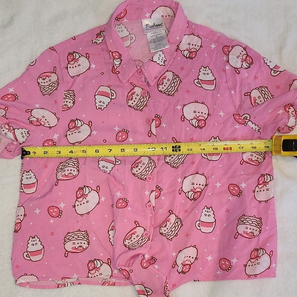 Pusheen | Tops | Pusheen Pink Sweets Tiefront Woven Button Up | Poshmark